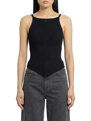 COURREGES Ribbed Tank Top - Black