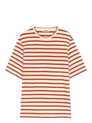 JIL SANDER Striped-pattern Logo-patch T-shirt
