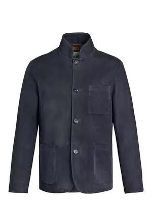 TOD'S Buttoned Suede Jacket - Blue