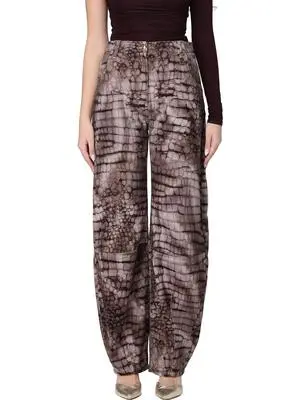 Elisabetta Franchi Printed Straight Leg Jeans - Brown