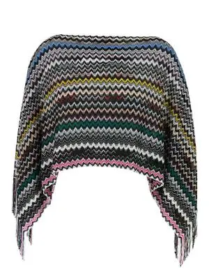 Missoni Fringe Zigzag Poncho - Black