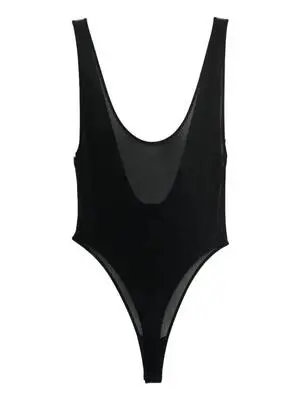Wardrobe.NYC Sheer Tank Bodysuit - Black