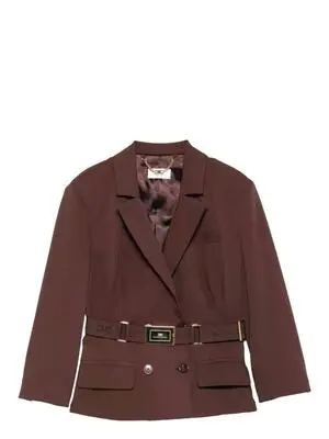 Elisabetta Franchi Belted Double-breasted Blazer - Brown