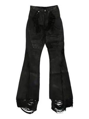 Rick Owens Frayed Bootcut Jeans - Black