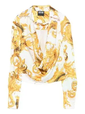 Versace Long-sleeve Baroque-print Blouse - White