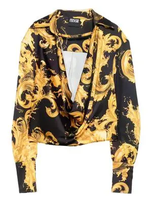 Versace Baroque Print Cowl-neck Blouse - Black
