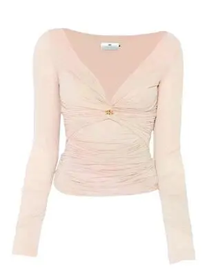 Elisabetta Franchi V-neck Long-sleeve T-shirt - Pink