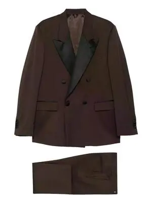 LARDINI Double-breasted Peaked-lapel Suit - Brown