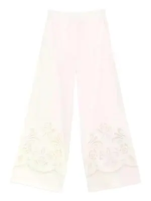 FORTE_FORTE Floral-embroidered Palazzo Pants - Neutrals