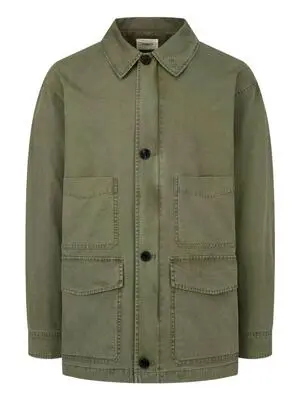 STUDIO TOMBOY Button-up Washed-effect Jacket - Green
