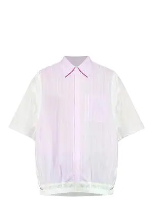 PDF Striped Colour-block Shirt - White