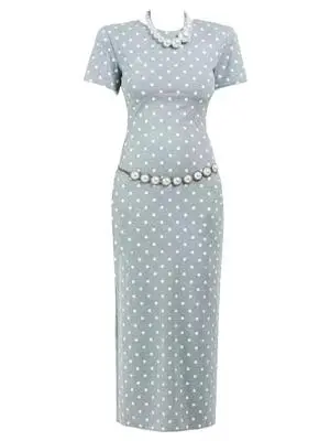 ROWEN ROSE Polka-dot Midi Dress - Grey