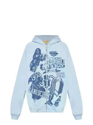 PDF Graphic-print Zip-up Hoodie - Blue