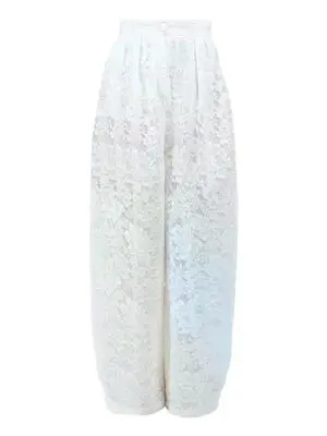 ROWEN ROSE Lace Carrot Trousers - White