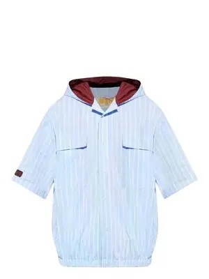 PDF Striped Hooded Shirt - Blue