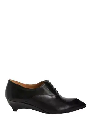 JIL SANDER Jil Sander Arc Lace-Up Pointed Toe Wedge Heels Black