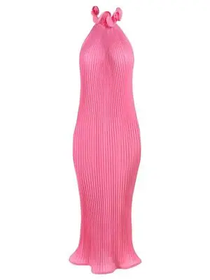 ROWEN ROSE Pleated Turtleneck Maxi Dress - Pink