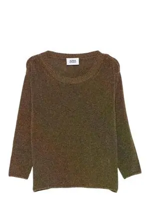 Alpha Studio Crew-neck Long Sleeve Sweater - Brown