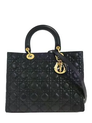 Dior 1999 Large Lady Cannage Tote Bag - Black