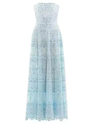 SAIID KOBEISY Beaded-embroidered Maxi Dress - Blue