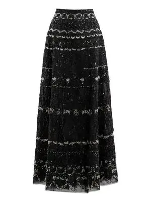 SAIID KOBEISY A-line Beaded And Sequined Maxi Skirt - Black