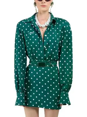 ROWEN ROSE Polka Dot Raglan Shirt - Green
