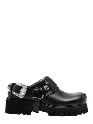TOGA VIRILIS Buckle Leather Mules - Black