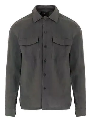 Vince Linen Pocket Shirt - Grey