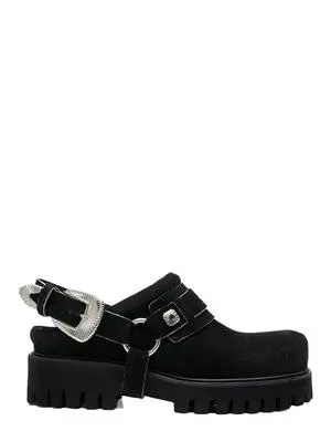 TOGA VIRILIS Buckle Strap Leather Mules - Black