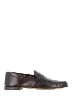 ALBERTO FASCIANI Penny Leather Loafers - Brown