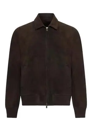 SALVATORE SANTORO Zipped Suede Jacket - Brown