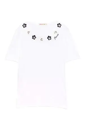 Marni Floral-embellished T-shirt - White