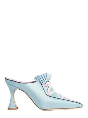 Manolo Blahnik Pleneuf Ruffled Lace-up Mules - Blue