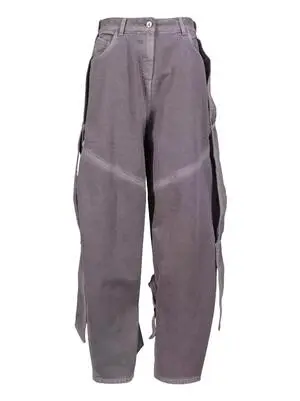 Attico Paneled Jeans With Strap Detail - Grey