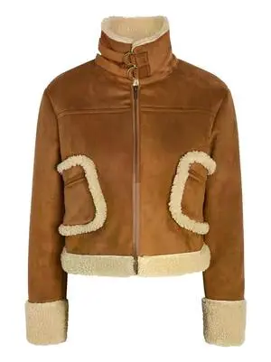 MOTHER Shearling Trim Jacket - Brown