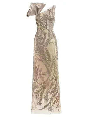 SAIID KOBEISY Sequin-embroidered Maxi Dress - Neutrals