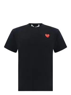 Play Comme Des Garcon Heart-appliqué T-shirt - Black