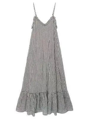 Xirena Taytum Checked Ruffled Midi Dress - Black