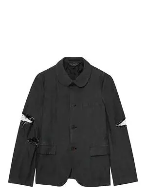 BLACK COMME DES GARÇONS Peter-pan Collar Ripped Overshirt - Black