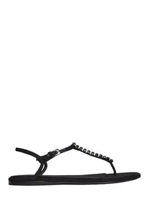 Paris Texas Montecarlo Crystal-embellished Flat Sandals - Black