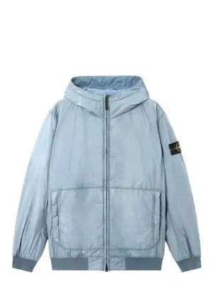Stone Island Hooded Jacket With Front Pocket - Blue