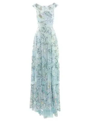 SAIID KOBEISY Crystal-embellished Maxi Dress - Blue