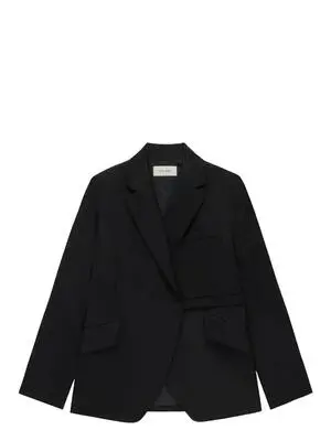 WE-AR4 Smocking Notched-lapels Blazer - Black