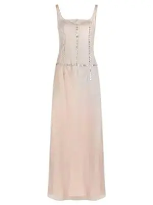 Staud Greta Button-embellished Maxi Dress - Neutrals