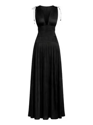 Ulla Johnson Tasneem V-neck Pleated Maxi Dress - Black