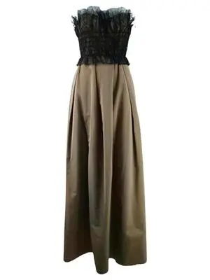 Max Mara Tulle-overlay Dress - Brown