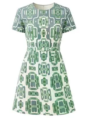 Alexis Silva Geometric-print Mini Dress - White