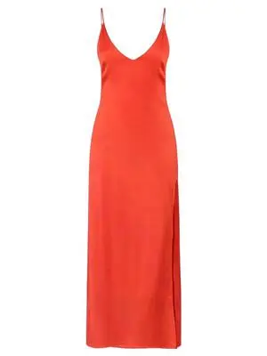 Martin Martin Elisabeth Side-slit V-neck Midi Dress - Red