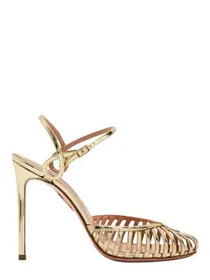 AQUAZZURA Sweet Surrender 105 Metallic Leather Pumps - Gold