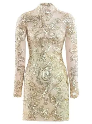 SAIID KOBEISY Sequin-embellished Mini Dress - Gold